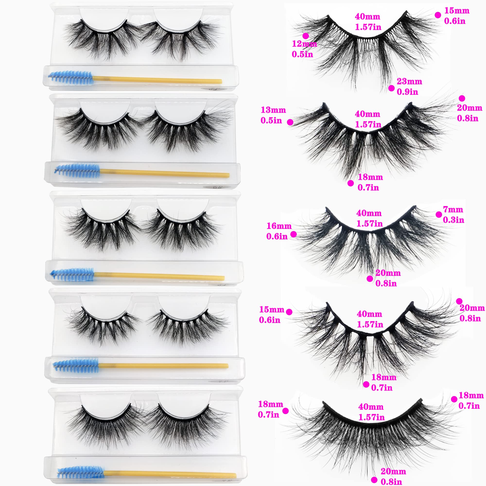 Wholesale lashes, Faux Mink lashes bulk, 30 pair 10 Styles Lashes with lash brush, 15-22mm Fake Lashes, Fluffy Wispy Natural Volume Lashes, Handmade Reusable Soft lashes, Lashes Bulk
