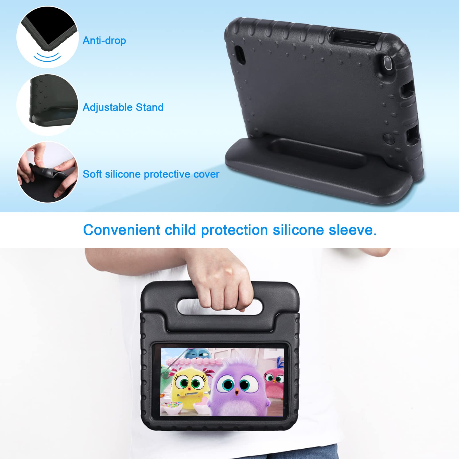 JUSYEA Kids Tablet 7 inch Android 11 - Kids for Tablet with Case - Quad Core - RAM 2GB | 32GB ROM - Kids Edition Tablets J8-3500mAh Battery | WiFi | Bluetooth, Entertainment | Education (Black)