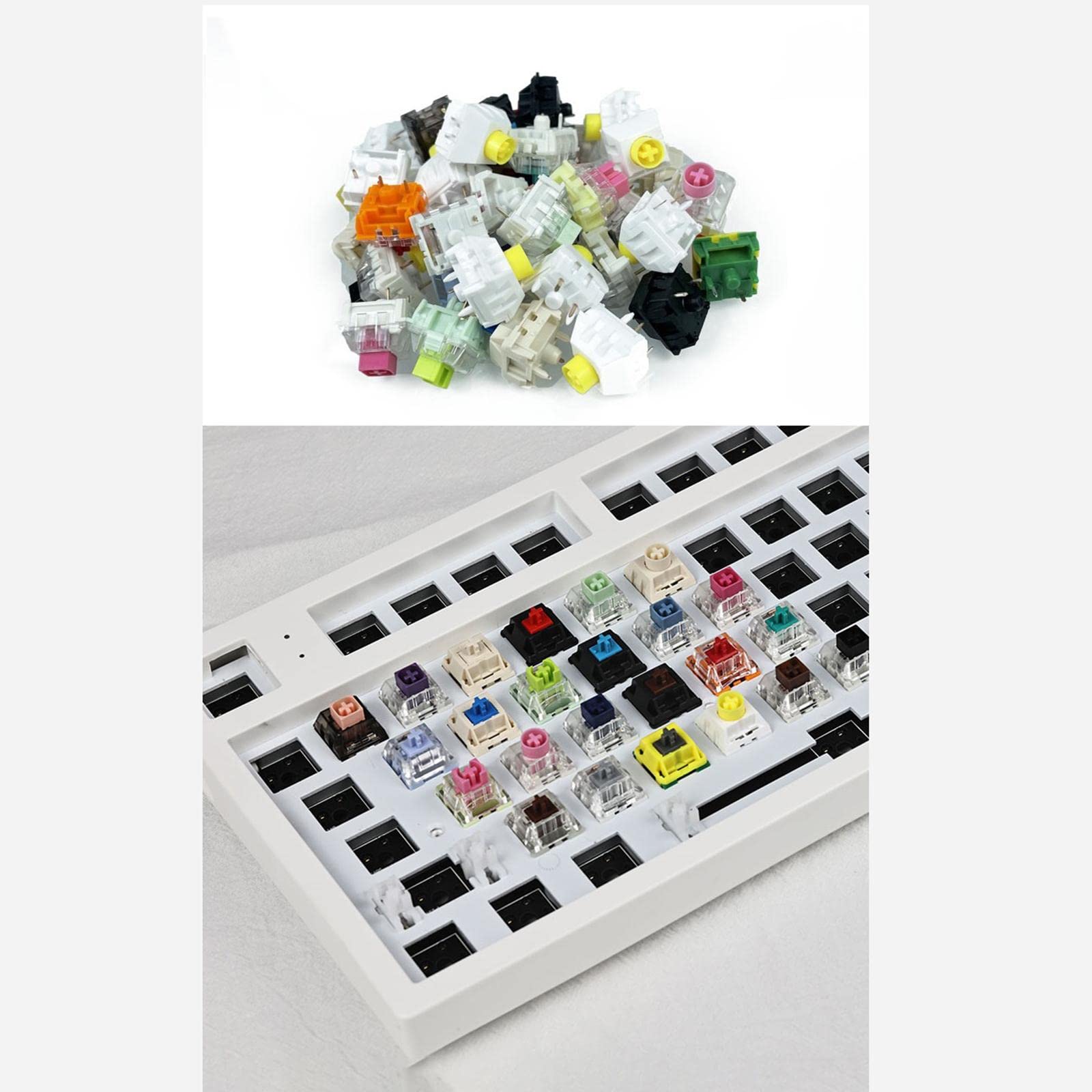Ronyme Mk870 Translucent 87 Keys Mechanical Gaming Keyboard Full Key FN2 Layer Editing Programming, White