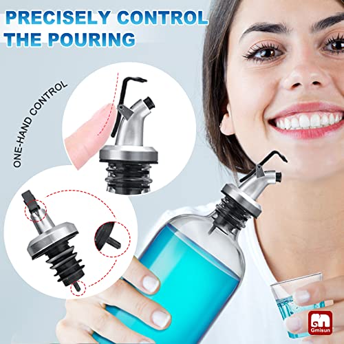 GMISUN Mouthwash Dispenser, 2 Pack 16oz Glass Mouthwash Decanter for Bathroom, 2 Refillable Mouthwash Bottles Container, 3 Pour Spouts, 2 Reusable Mouthwash Cups, Preprinted Labels and Funnel