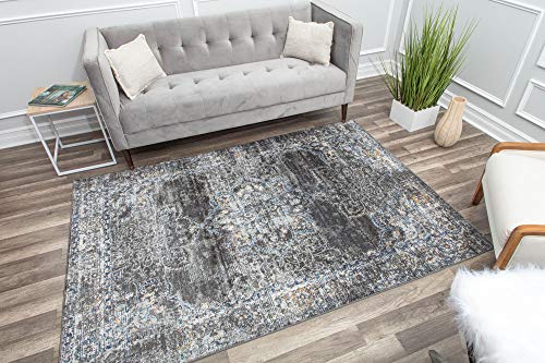 Rugs America Preston PS35A Shadow Bay Blossom Transitional Vintage Area Rug, 8'0"X10'0"