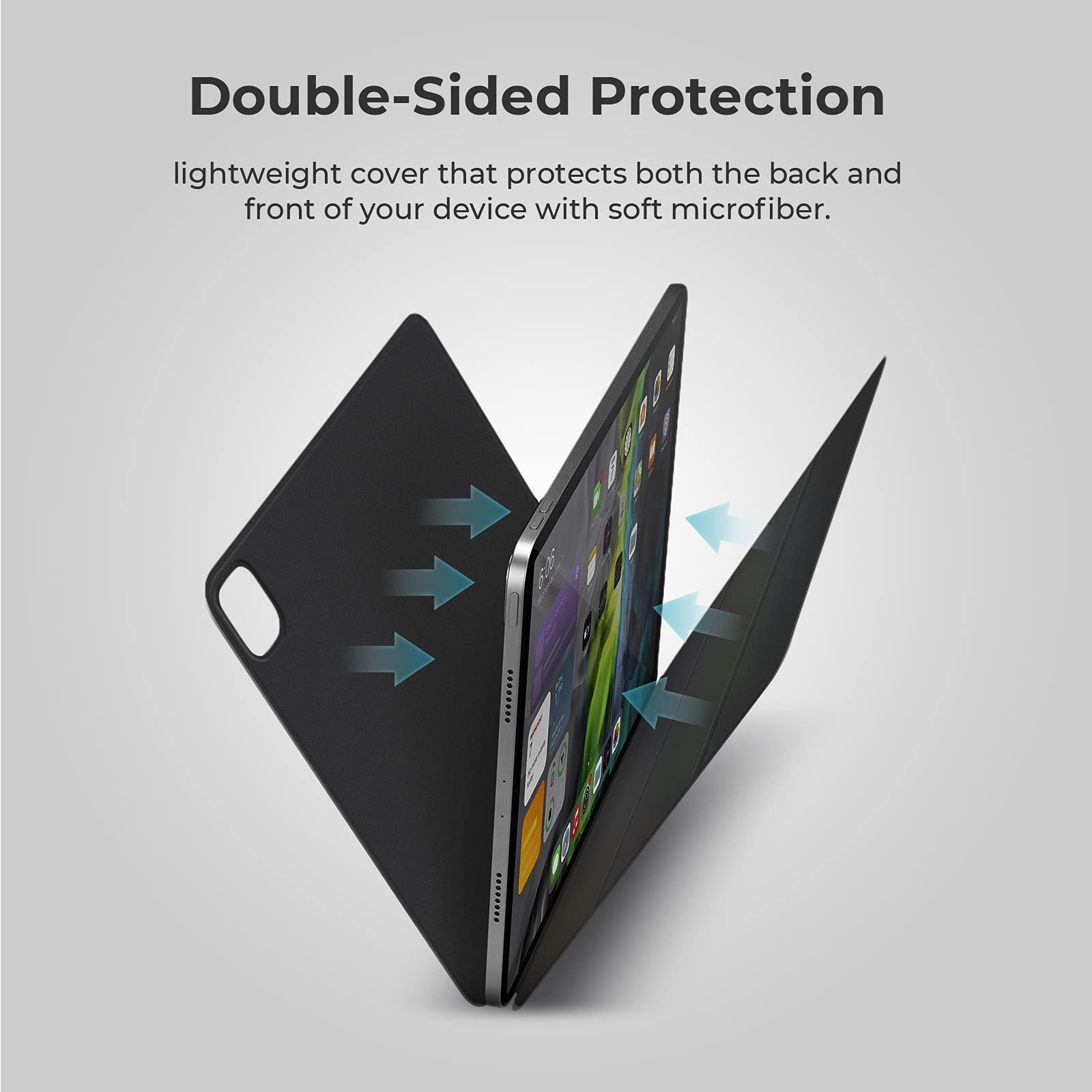 pitaka Magnetic Case & Folio for iPad Pro 12.9 6th/5th Generation 2022/2021 Slim Tri-Fold Stand with Auto Wake/Sleep Case Compatible with Magic Keyboard - Black
