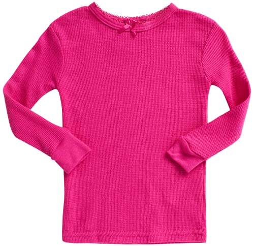 Sweet & Sassy Infant & Toddler Girls' 4-Piece Thermal Underwear Set, Size 18 Months, Hot Pink/Medium Pink