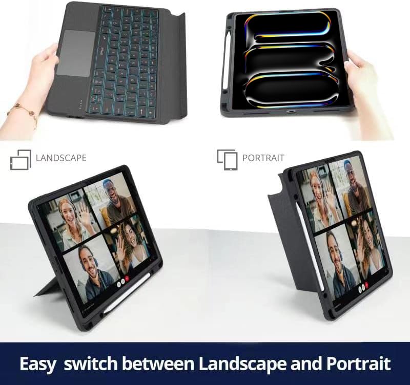 iPad Pro 12.9 Case with Keyboard: Detachable Wireless iPad Pro 12.9 Keyboard 6th 5th 4th 3rd Gen, iPad 12.9 Case with Keyboard & Pencil Holder | Multi-Touch Trackpad, Backlits, Front & Back Protection