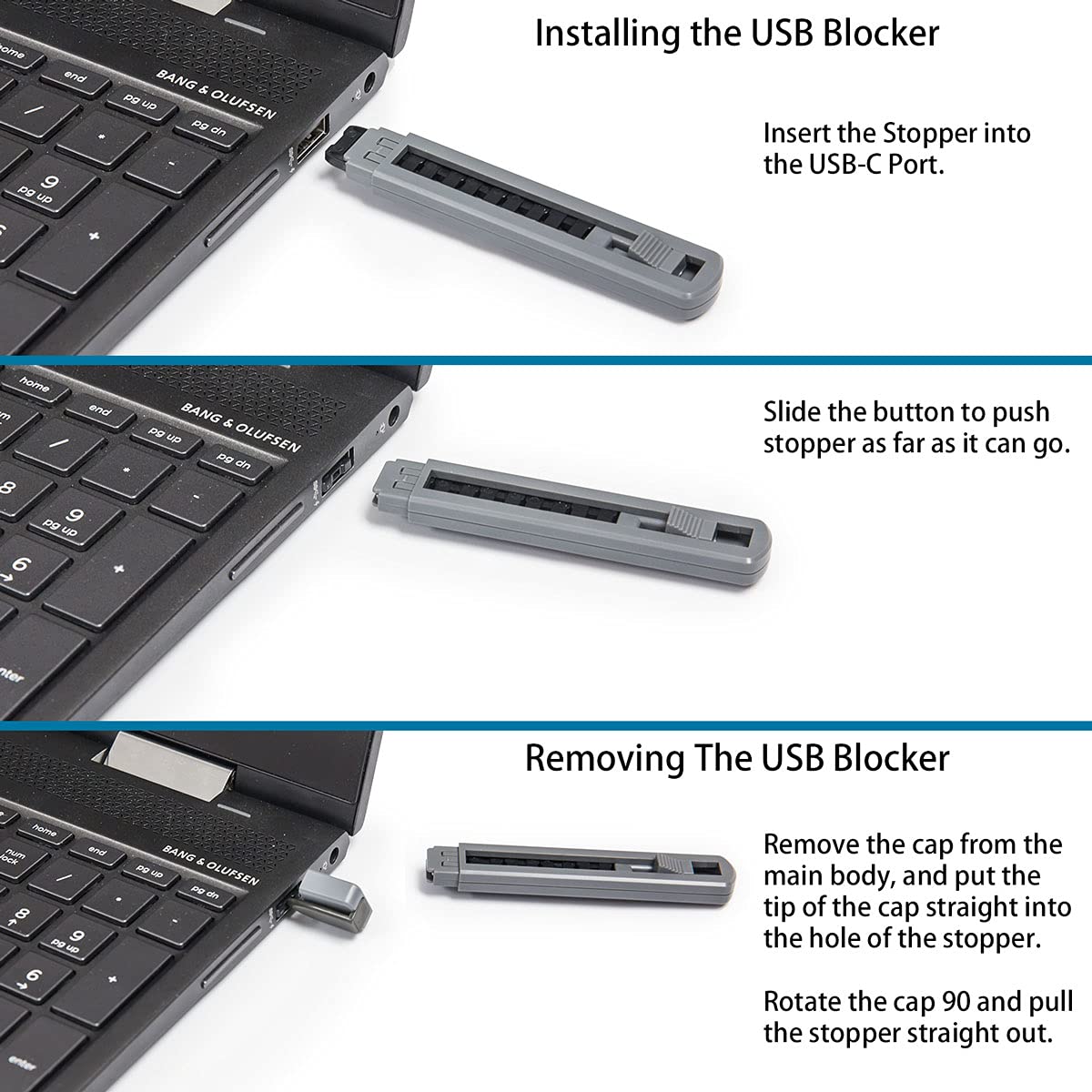 6 Piece USB Type A Port Secruity Blocker with Removal Tool