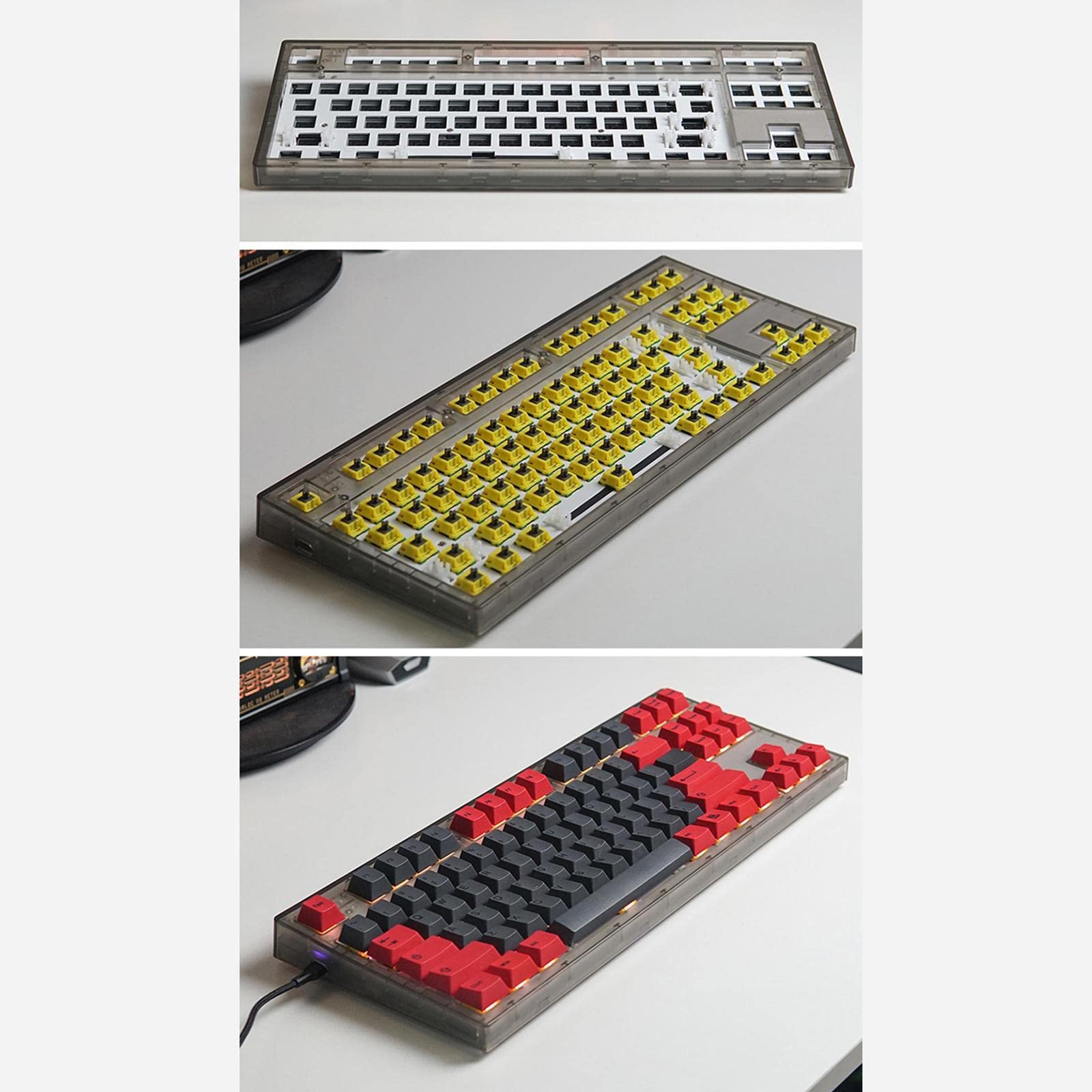 Ronyme Mk870 Translucent 87 Keys Mechanical Gaming Keyboard Full Key FN2 Layer Editing Programming, White