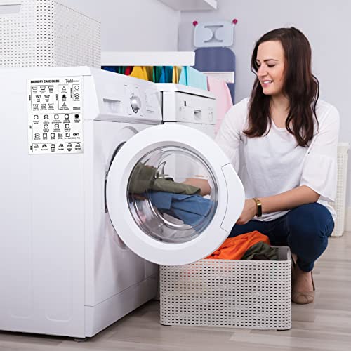 Talented Kitchen Magnetic Laundry Symbols Guide, Magnet White Vinyl Laundry Care Guide Sign for Washing, Drying, Ironing, and Dry Clean, Laundry Room (5 x 7 in)