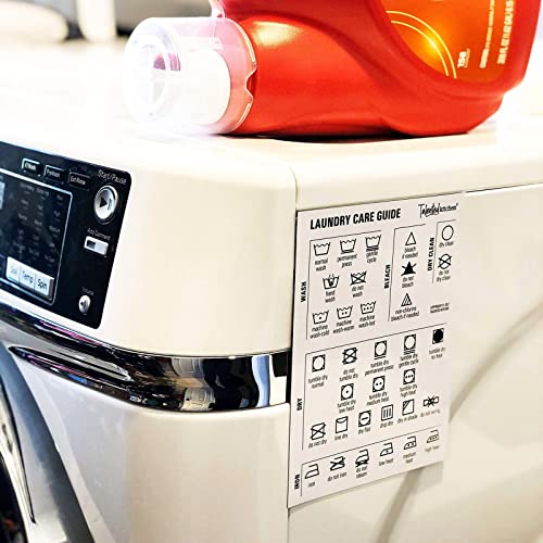 Talented Kitchen Magnetic Laundry Symbols Guide, Magnet White Vinyl Laundry Care Guide Sign for Washing, Drying, Ironing, and Dry Clean, Laundry Room (5 x 7 in)