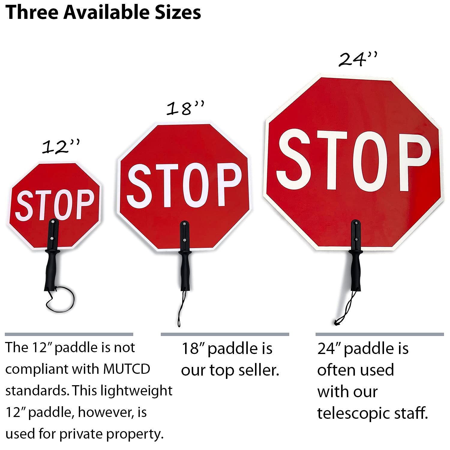 SmartSign 18 x 18 inch Handheld “STOP - SLOW” Paddle Sign with Handle, Double-Sided, Screen Printed, 120 mil Aluminum Composite, Multicolor, Made in USA