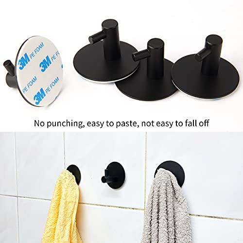 KINMINGZHU 4pcs Black Self Adhesive Hooks, Self Adhesive Wall Mounted Hanger,No Drill No Screw for Key Coat Towel for Kitchen Bathroom Toilet