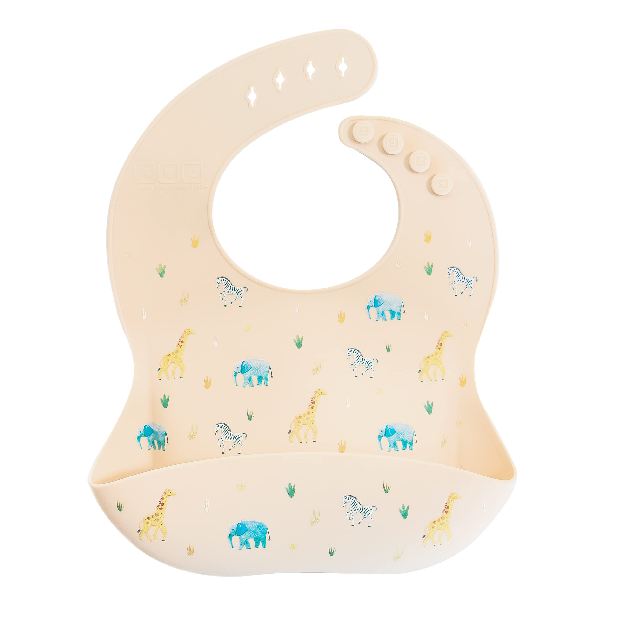 Austin Baby Co Mess Proof Silicone Bibs for Babies – Perfect Travel Toddler Bibs for Baby Boy or Baby Girl – Waterproof with Adjustable Collar, Soft Food Grade Silicone, BPA Free