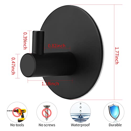 KINMINGZHU 4pcs Black Self Adhesive Hooks, Self Adhesive Wall Mounted Hanger,No Drill No Screw for Key Coat Towel for Kitchen Bathroom Toilet