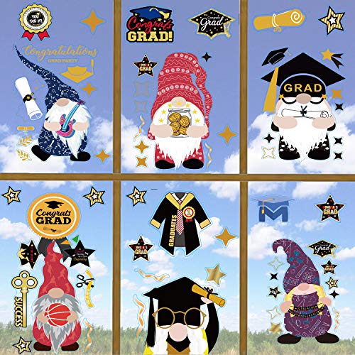 DmHirmg Graduation Window Clings, Graduation Decorations, Graduation Decal Stickers for Graduation Decorations with Removable Vinyl Window Sticker Decals for Home,School, Graduation Party 9 Sheet