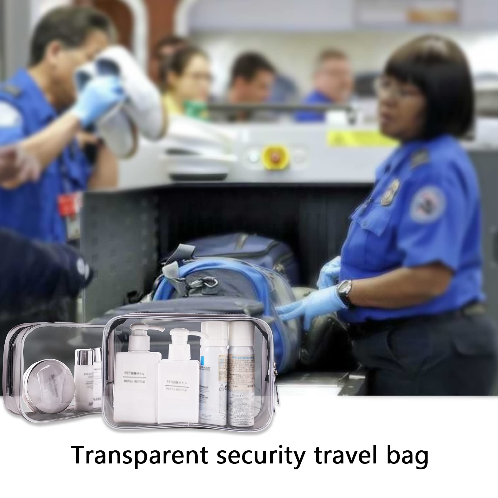 Clear Travel Bags for Toiletries, Lightweight Clear Toiletry Bag, 2 Pack Multipurpose Transparent TSA Cosmetic Bag Clear Pouch For Traveling
