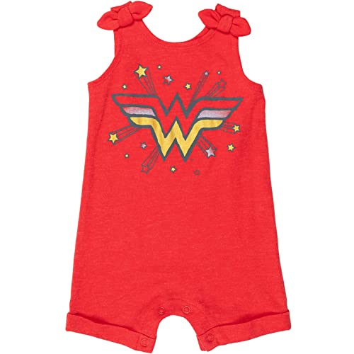 DC Comics Justice League Wonder Woman Infant Baby Girls Sleeveless Romper & Headband Red 18 Months