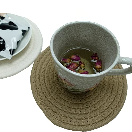 Set of 6 Trivets for Hot Pots and Pans and Pot Holders β 100% Pure Cotton 7β Round Mats, Hot Pads for Kitchens, Coasters, Placemats, Spoon Rest for Cooking and Baking