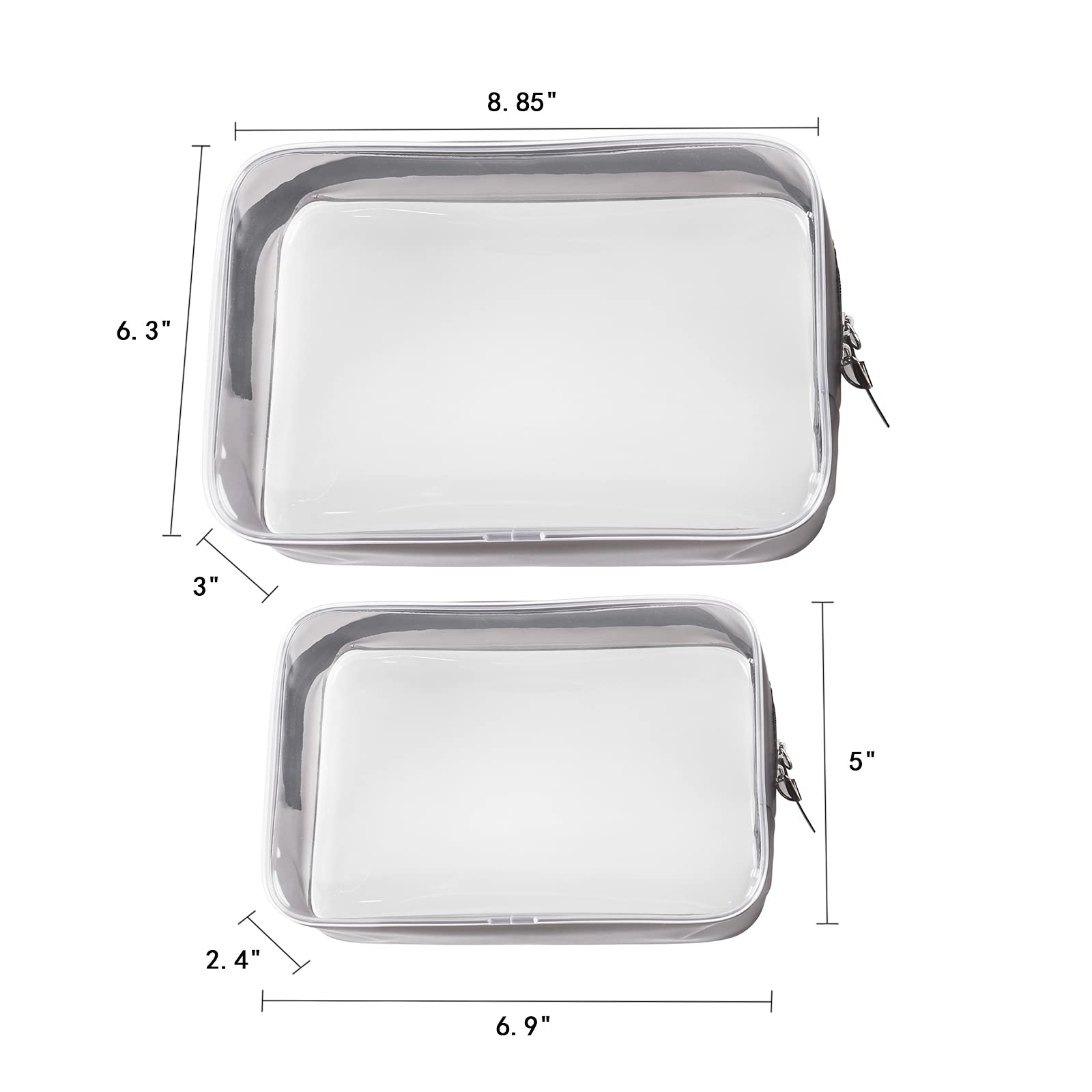 Clear Travel Bags for Toiletries, Lightweight Clear Toiletry Bag, 2 Pack Multipurpose Transparent TSA Cosmetic Bag Clear Pouch For Traveling