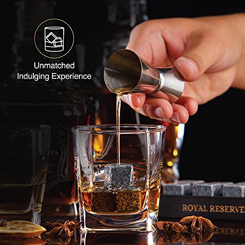 Whiskey Stones Gift Set by Royal Reserve | Artisan Crafted Reusable Refreezable Chilling Cooler Rocks for Scotch Bourbon β Modern Stocking Stuffer for Guy Men Dad Boyfriend Anniversary or Retirement