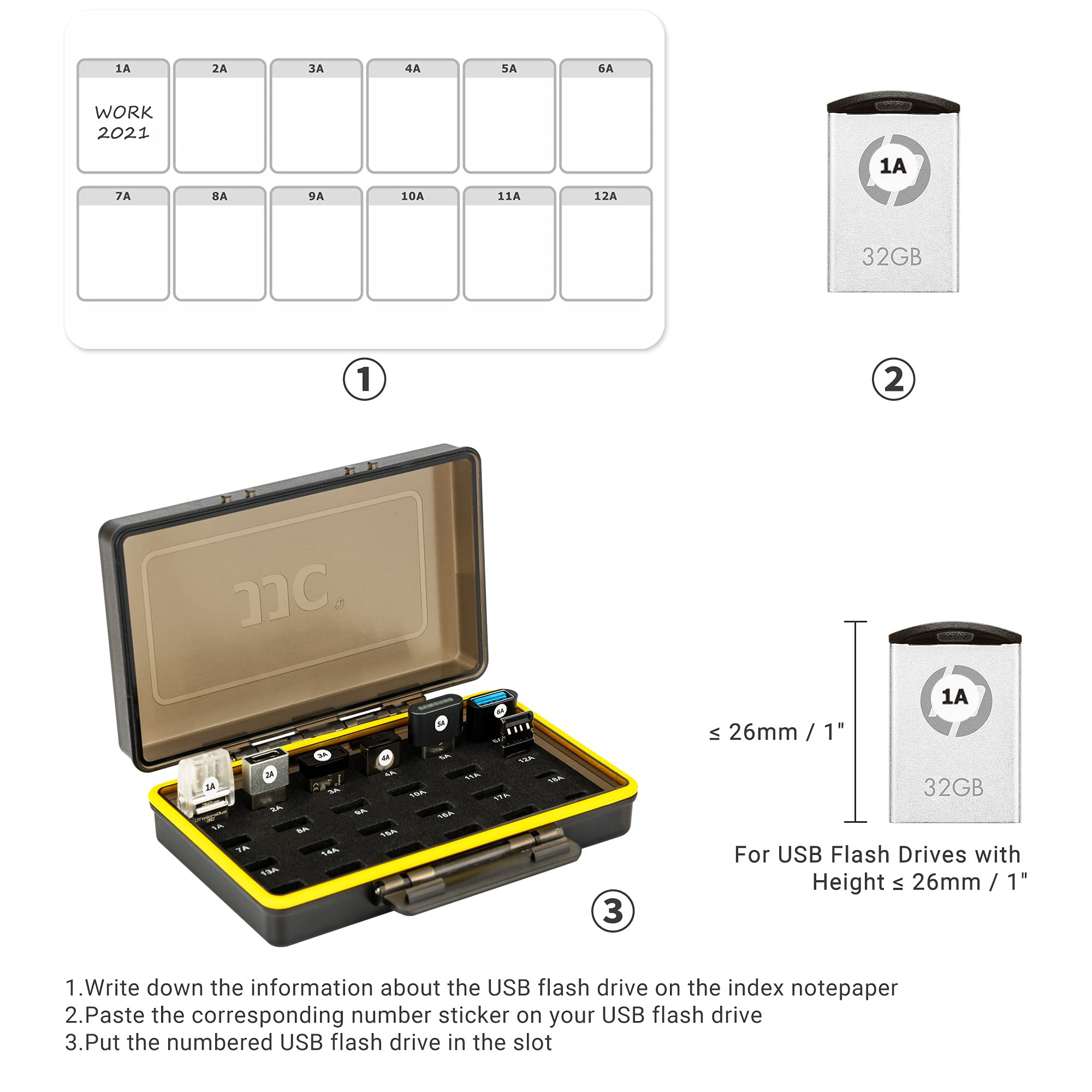 Mini USB Flash Drive Case for 20 USB A & 4 USB C Interface Thumb Drives ≤ 26mm, Water-Resistant & Shockproof Jump Pen Drive Storage Organizer for SanDisk Ultra Fit/SanDisk Cruzer Fit/Samsung Fit Plus