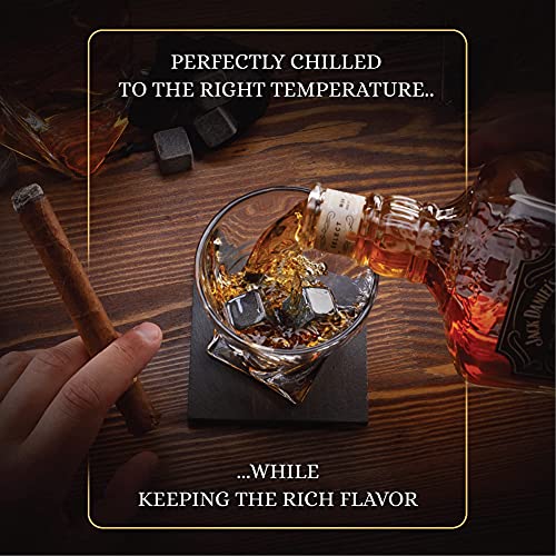 Whiskey Stones Gift Set by Royal Reserve | Artisan Crafted Reusable Refreezable Chilling Cooler Rocks for Scotch Bourbon β Modern Stocking Stuffer for Guy Men Dad Boyfriend Anniversary or Retirement