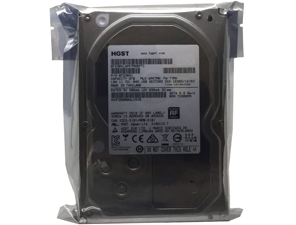 MDD - HGST Ultrastar (HUS726060ALE610) 6TB 7200RPM 128MB Cache SATA 6Gb/s 3.5-inch Enterprise Hard Drive (for NAS, Desktop PC, Surveillance Storage) - 5 Year Warranty (Renewed)