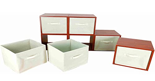 FixtureDisplays® Cubby Hole Storage Bin Modular Wood Blocks with Fabric Bins 6/Set Product Weight 38 Lbs Great for Preschools Day Care Home Bookshelf 11364-NEW-NPF