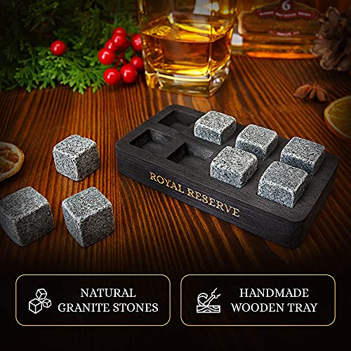 Whiskey Stones Gift Set by Royal Reserve | Artisan Crafted Reusable Refreezable Chilling Cooler Rocks for Scotch Bourbon β Modern Stocking Stuffer for Guy Men Dad Boyfriend Anniversary or Retirement