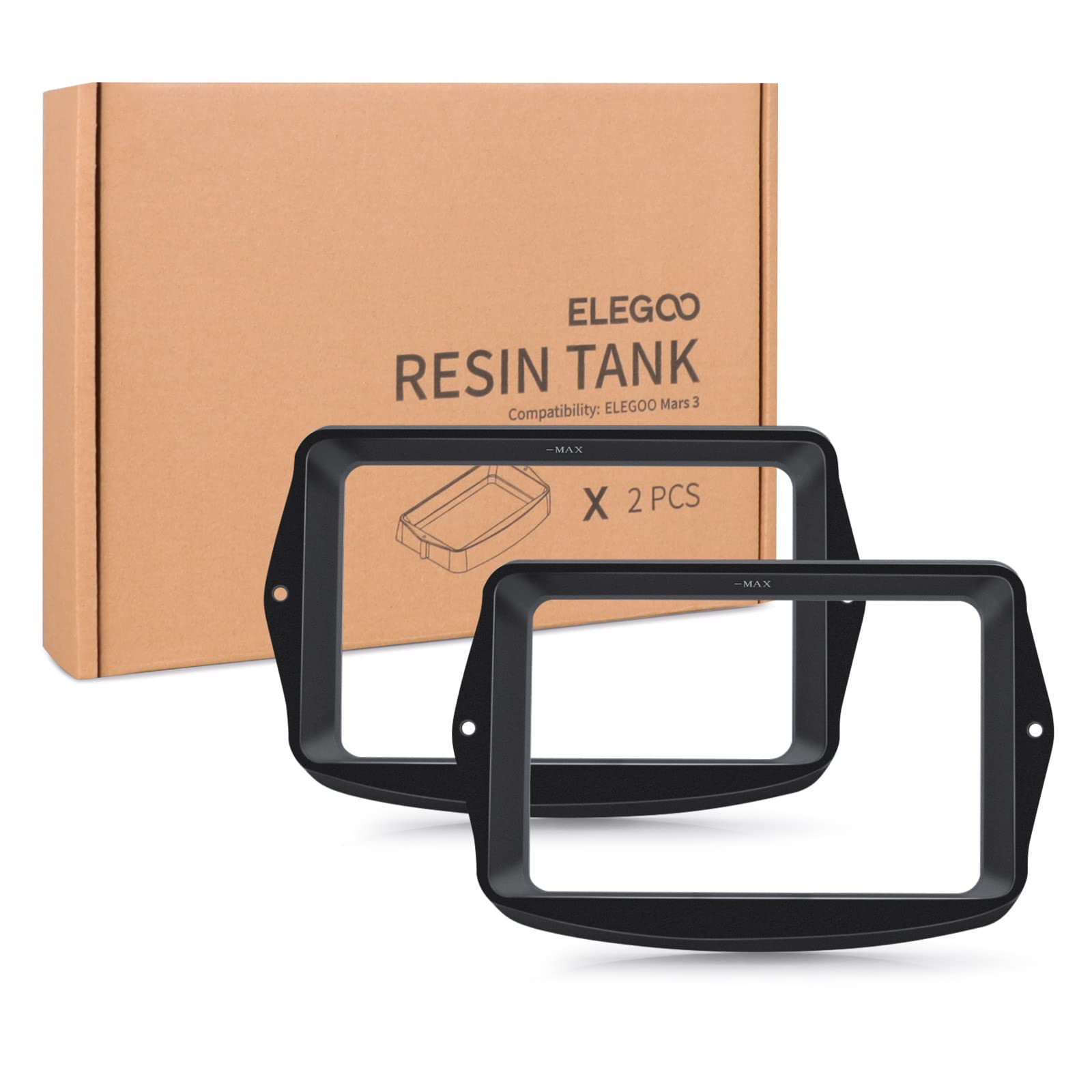 ELEGOO 2PCS Resin Tank with Lid, Metal Resin Vat for Mars 3 and Mars 3 Pro Resin 3D Printer with PFA Release Liner Pre-Installed
