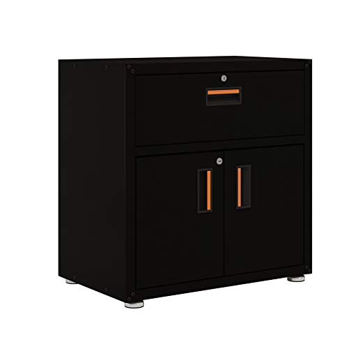 itbe for Home Ready-to-Assemble One Drawer Steel Cabinet with 2 Doors (Black)