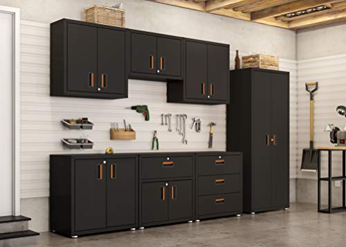 itbe for Home Ready-to-Assemble One Drawer Steel Cabinet with 2 Doors (Black)
