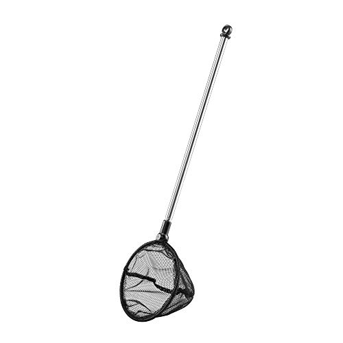 Lpraer Aquarium Fish Net 3.5" Round Fish Net with Extendable 9.8"-24.4" Telescopic Stainless Steel Long Handle Fine Mesh Fish Net for Fish Tank