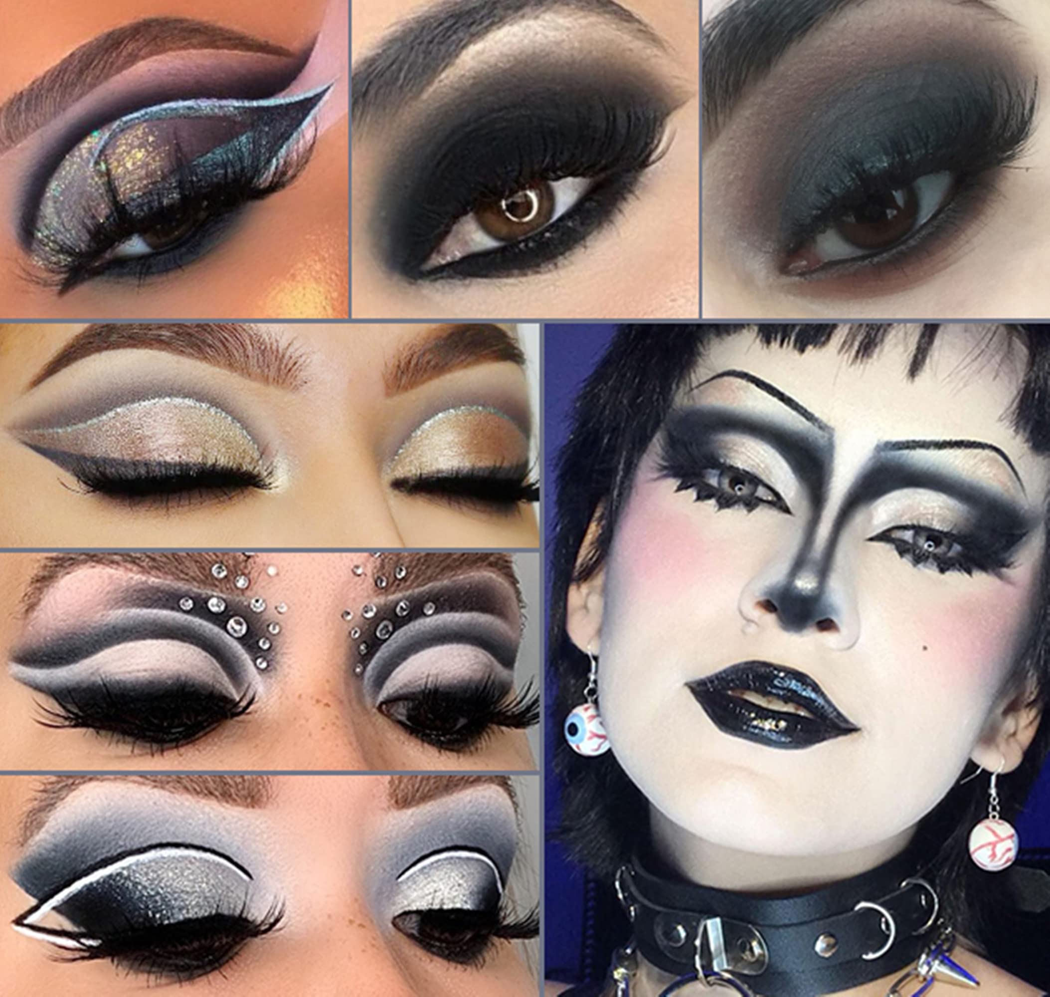 MAEPEOR Black Grey Eyeshadow Palette 9 Colors Cool Toned Matte Glitter Eyeshadow Palette Longlasting Waterproof Smoky Eye Shadow for Girls and Women (Set 1, Black Grey)