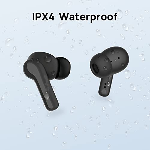 Konnek Stein True Wireless Earbuds, Bluetooth 5.1 Active Noise Cancelling Headphones, Sliding Design Charging Case 500mAh, IPX4 Waterproof, Deep Bass Built-in Mic Call for Business & Sports - Black