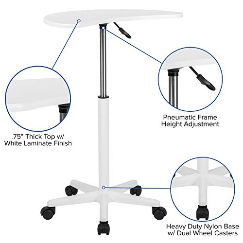EMMA + OLIVER White Sit to Stand Mobile Laptop Computer Desk - Portable Rolling Standing Desk