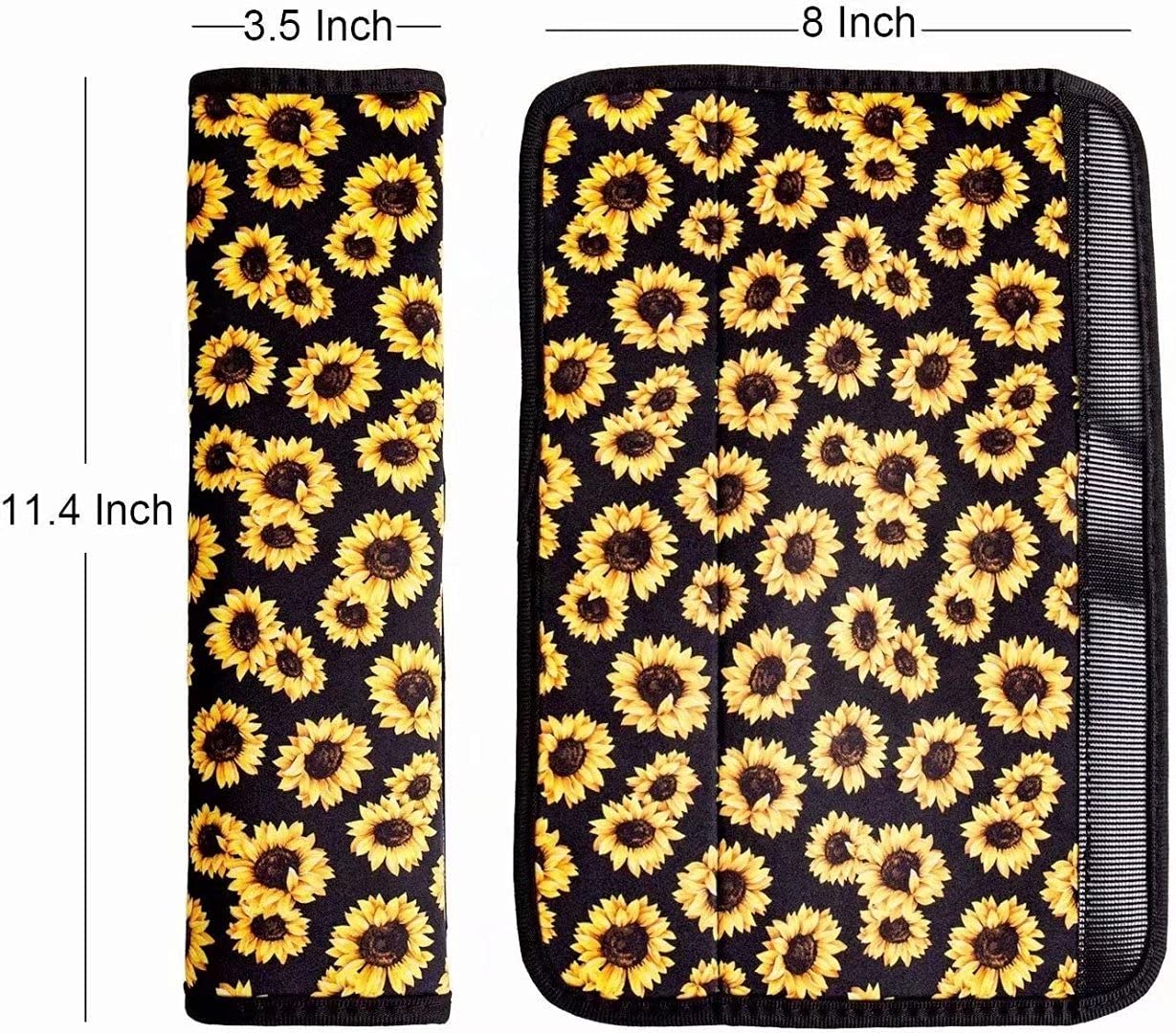 Bulopur Car Seat Straps Shoulder Pads,Yellow Sunflowers Printed Car Seat Strap Covers, Soft Seat Belt Covers for All Car Seats, Pushchair, 2 Piece