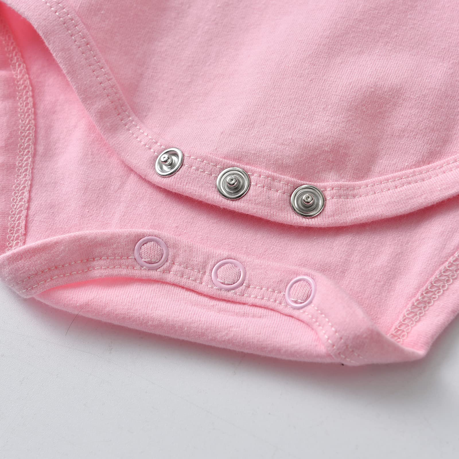 Elspilit Infant Baby Girl Clothes Long Sleeve Ruffle Romper Pants Headband Outfits Sets (0-3 Months,Pink)