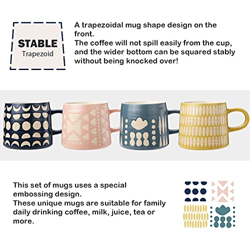 YouPeng Coffee Mug, Large Coffee Mugs with Relief Design as Gifts, Ceramic Coffee Cups with Handle for Men Women, Moon Blue 14oz Coffee Mug Durable and Modern