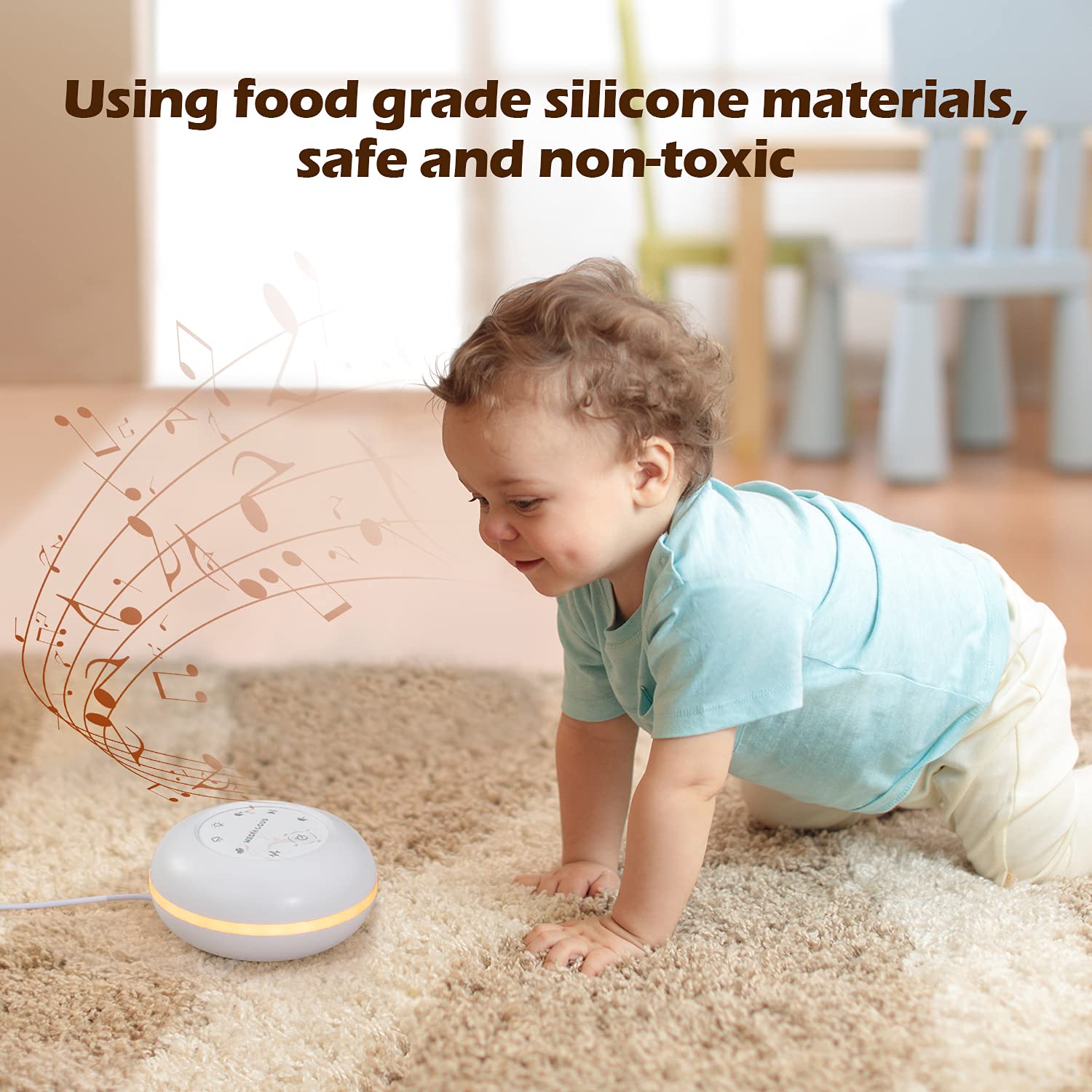MediAcous White Noise Machine for Adults, Kids, Sleeping Baby, Portable Sound Machine with 18 High-Fidelity Soothing Sounds and 4 Timers, USB Baby Sound Machine with Night Light and Memory Function