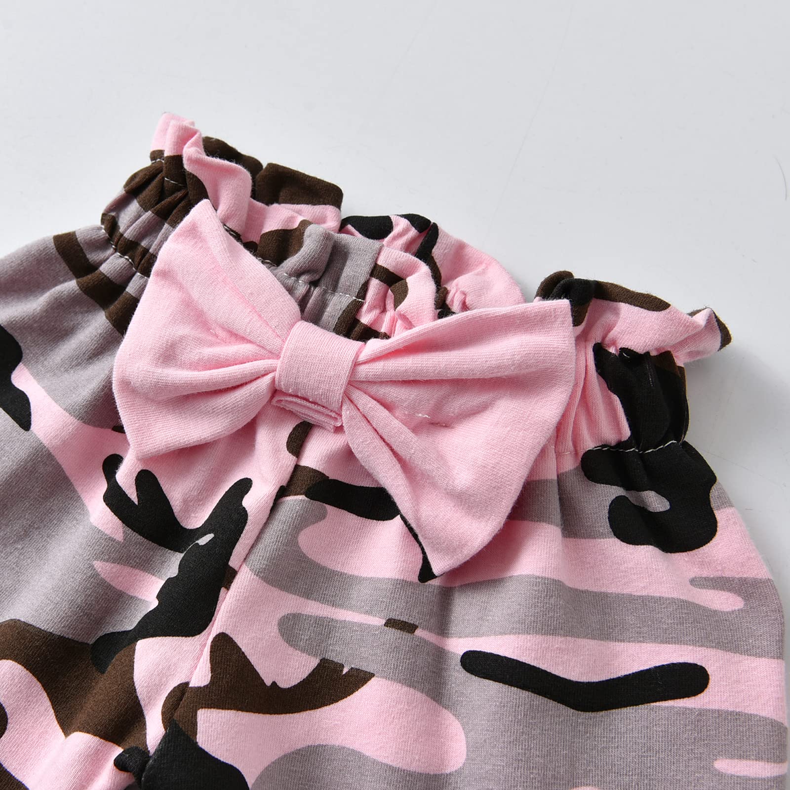 Elspilit Infant Baby Girl Clothes Long Sleeve Ruffle Romper Pants Headband Outfits Sets (0-3 Months,Pink)