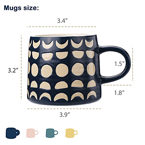 YouPeng Coffee Mug, Large Coffee Mugs with Relief Design as Gifts, Ceramic Coffee Cups with Handle for Men Women, Moon Blue 14oz Coffee Mug Durable and Modern