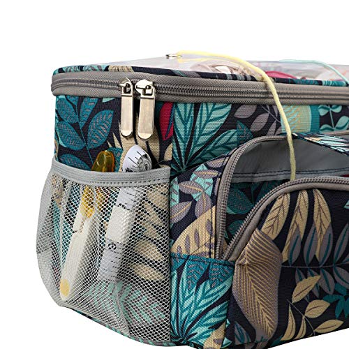 Yarn Storage Tote with Mini Yarn Drum, Knitting Bag Organizer Crochet Tote Bag for Yarn Storage,Dust-Proof Transparent Top,3 Large Grommets for Tangle Free,Sewing and Knitting Supplies