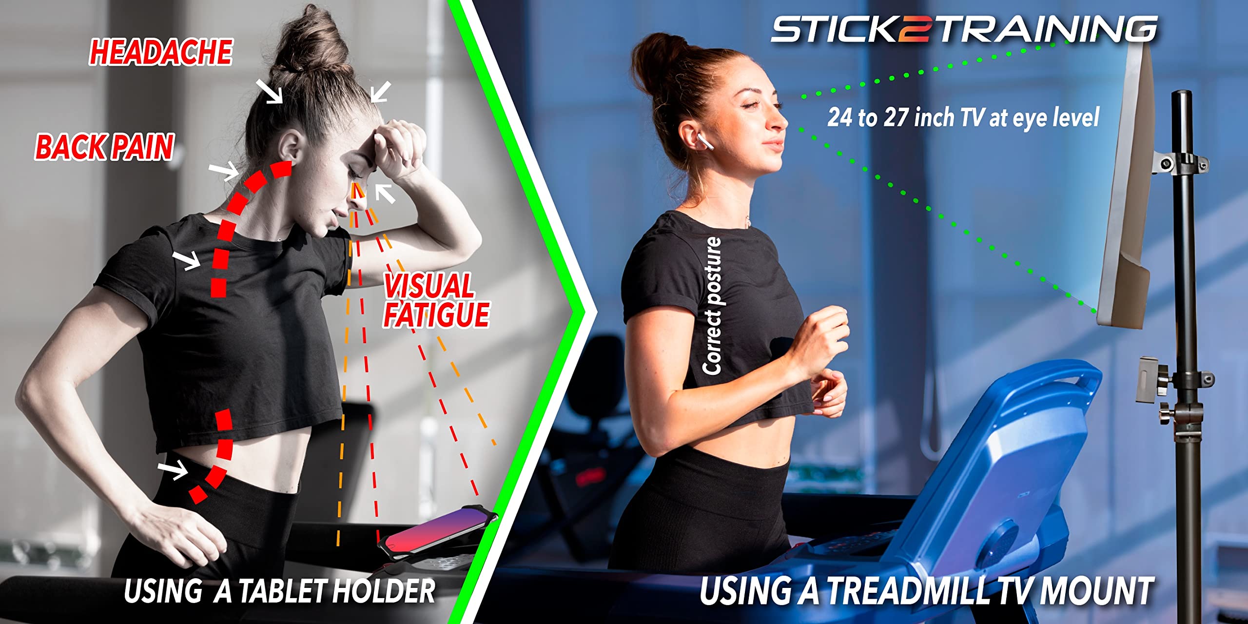 Stick2Training's Extra-Tall TV, VESA Stand Mount for Treadmill, Walking Pad, Under Desk Treadmill, Stand Up Desk - Keep You Productive or Entertained While You Work Out!
