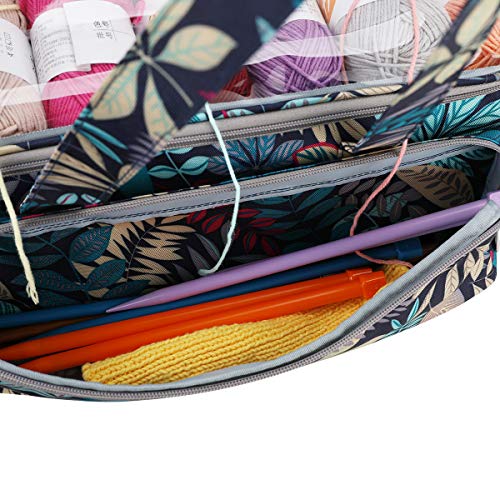 Yarn Storage Tote with Mini Yarn Drum, Knitting Bag Organizer Crochet Tote Bag for Yarn Storage,Dust-Proof Transparent Top,3 Large Grommets for Tangle Free,Sewing and Knitting Supplies