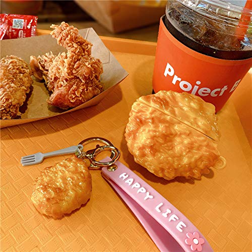 LEWOTE Airpods Silicone Case Funny Cute Cover Compatible for Apple Airpods 1&2[Simulation Food Series][Best Gift for Girls or Couples] (Fried Chicken Nuggets)