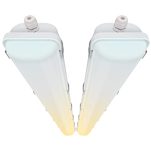 4FT LED Vapor Tight Light Fixture, 3 Color selectable 3000K-4000K-5000K, 60/70/80W, 2pack, 100-277V, IP65 Waterproof Shop Light for Car Wash, Parking, Garage, Workshop, ETL and UL Listed - JandCase