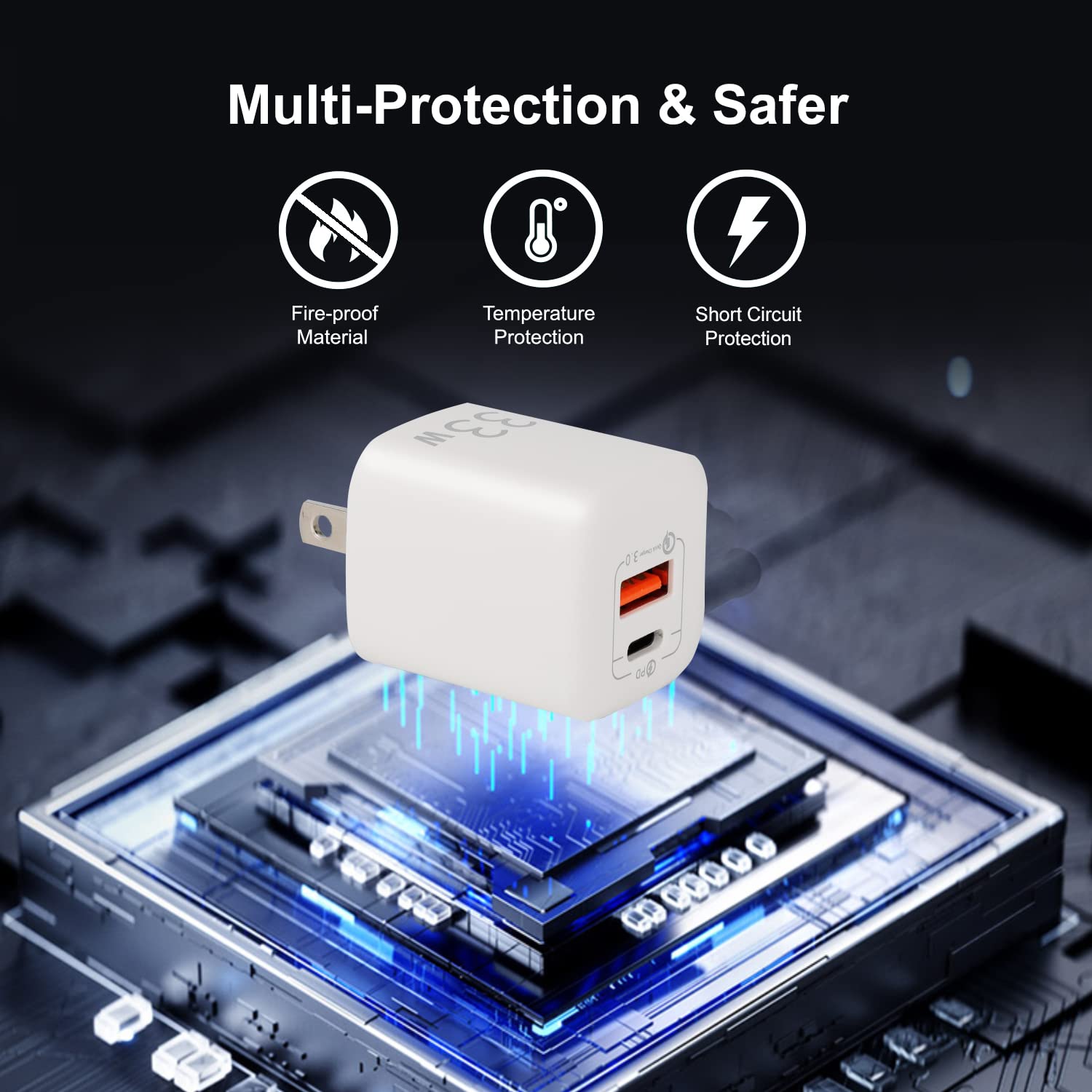 Konnek Stein USB C Fast Charger 33W, Type C Charger Block, Dual Port PD 3.0 Fast Charger Compatible with iPhone 13/13 Mini/13 Pro Max/12/11 Pro Max/XS, iPad Mini/Pro,White,TF2002