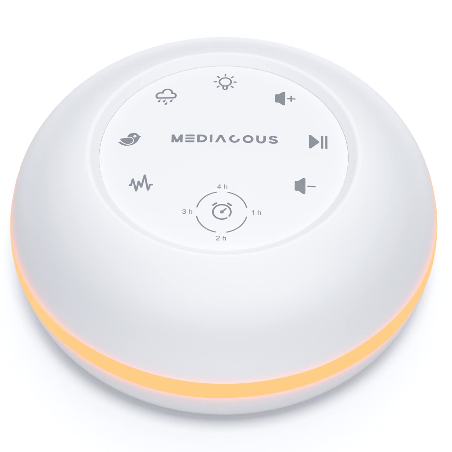 MediAcous White Noise Machine for Adults, Kids, Sleeping Baby, Portable Sound Machine with 18 High-Fidelity Soothing Sounds and 4 Timers, USB Baby Sound Machine with Night Light and Memory Function