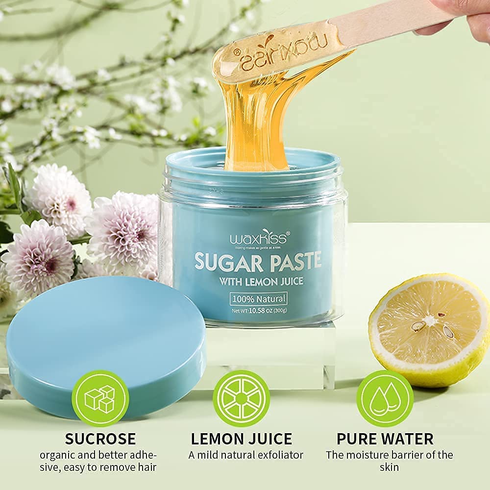Sugar Wax Kit - Medium All-Purpose Hair Removal Kit with Lemon Juice for Brazilian, Legs, Arms, Bikini, Back, Chest, Face