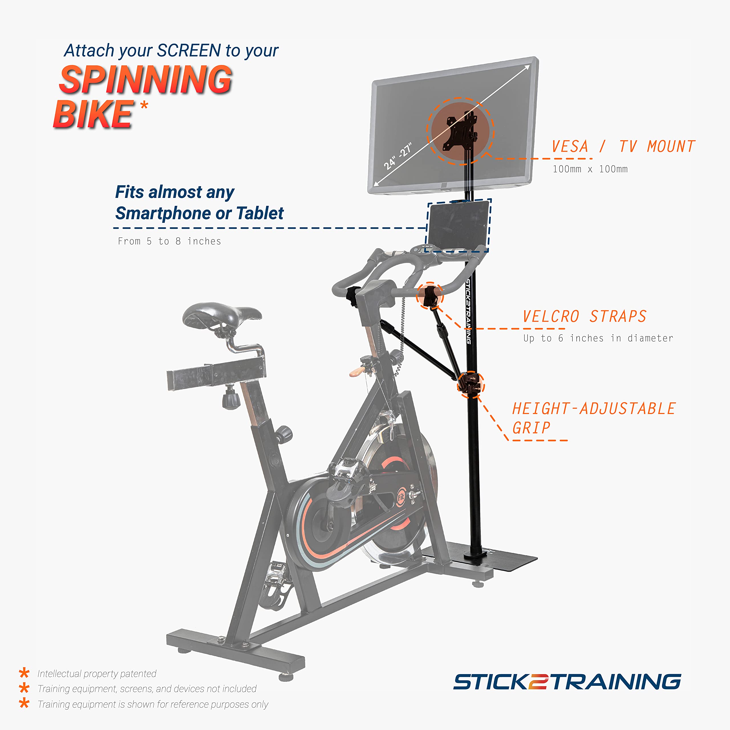 Stick2Training's Extra-Tall TV, VESA Stand Mount for Treadmill, Walking Pad, Under Desk Treadmill, Stand Up Desk - Keep You Productive or Entertained While You Work Out!