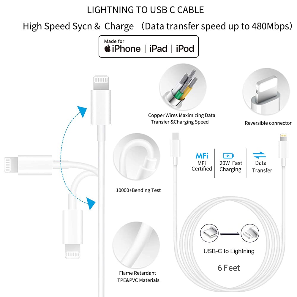 esbeecables Lightning Cable Adapter for iPhone iPhone 14/13/12/11/XS/XR/X/8/iPad (Lightning Cable with Adapter)